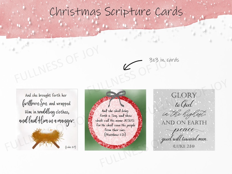 Christmas Scripture Cards Printable Christmas Ephemera - Scripture ...