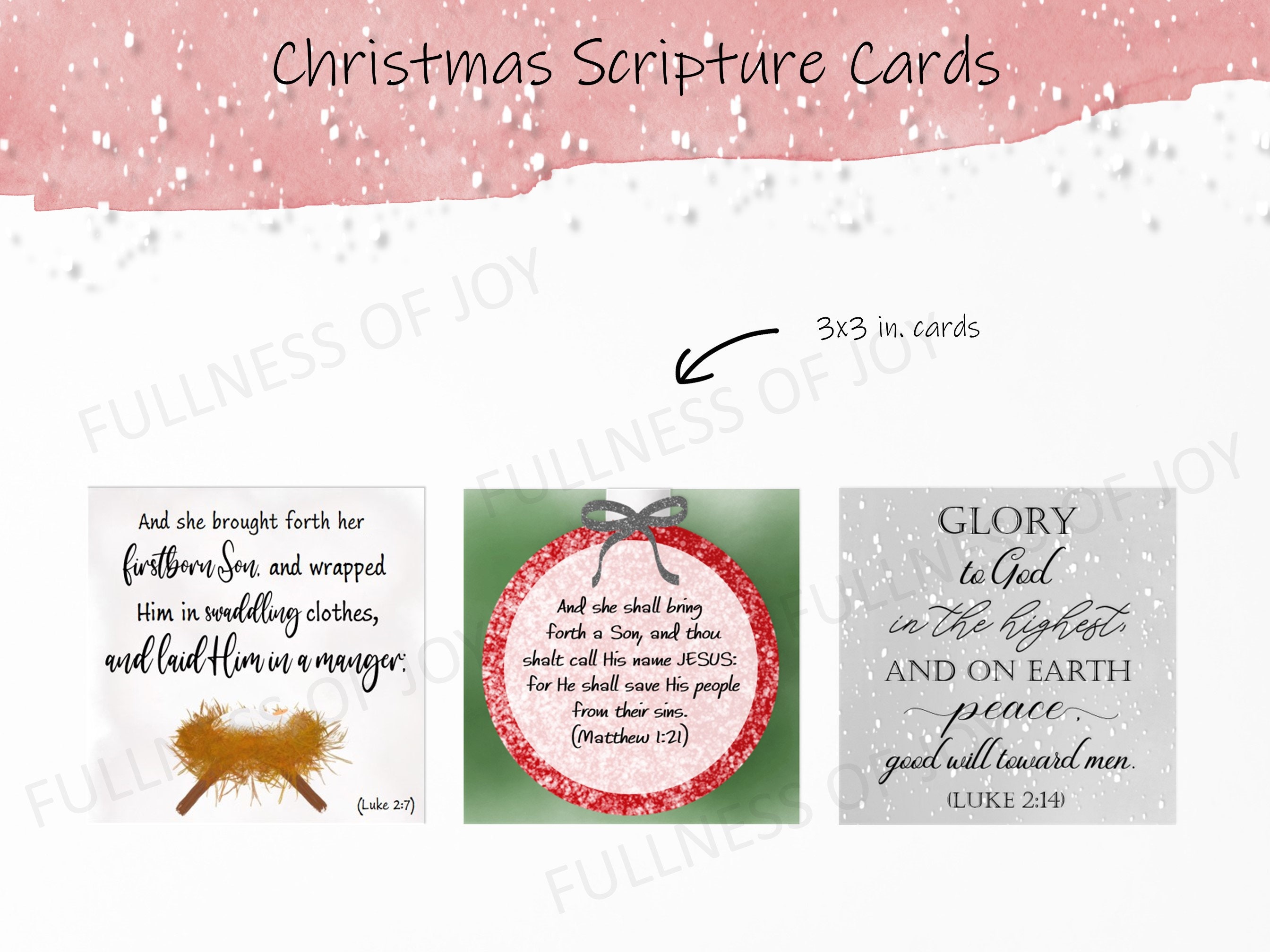 Christmas Scripture Cards Printable Christmas Ephemera - Scripture ...