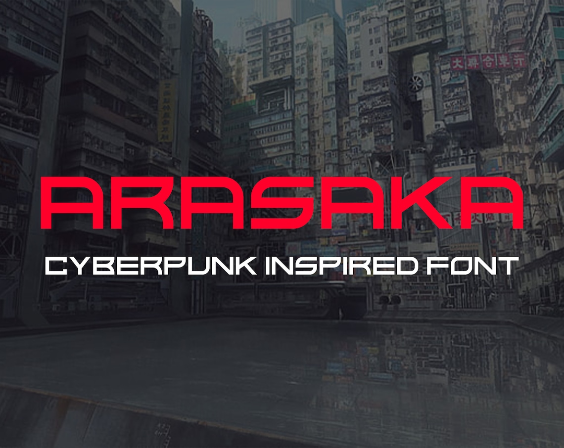 Arasaka Font Graphic Design Elements Cyberpunk Retro - Etsy