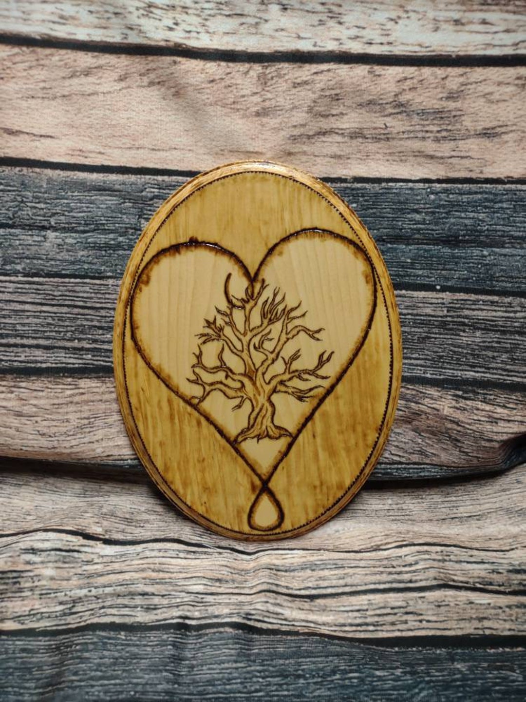 Wood Burned Heart W/ Tree - Etsy