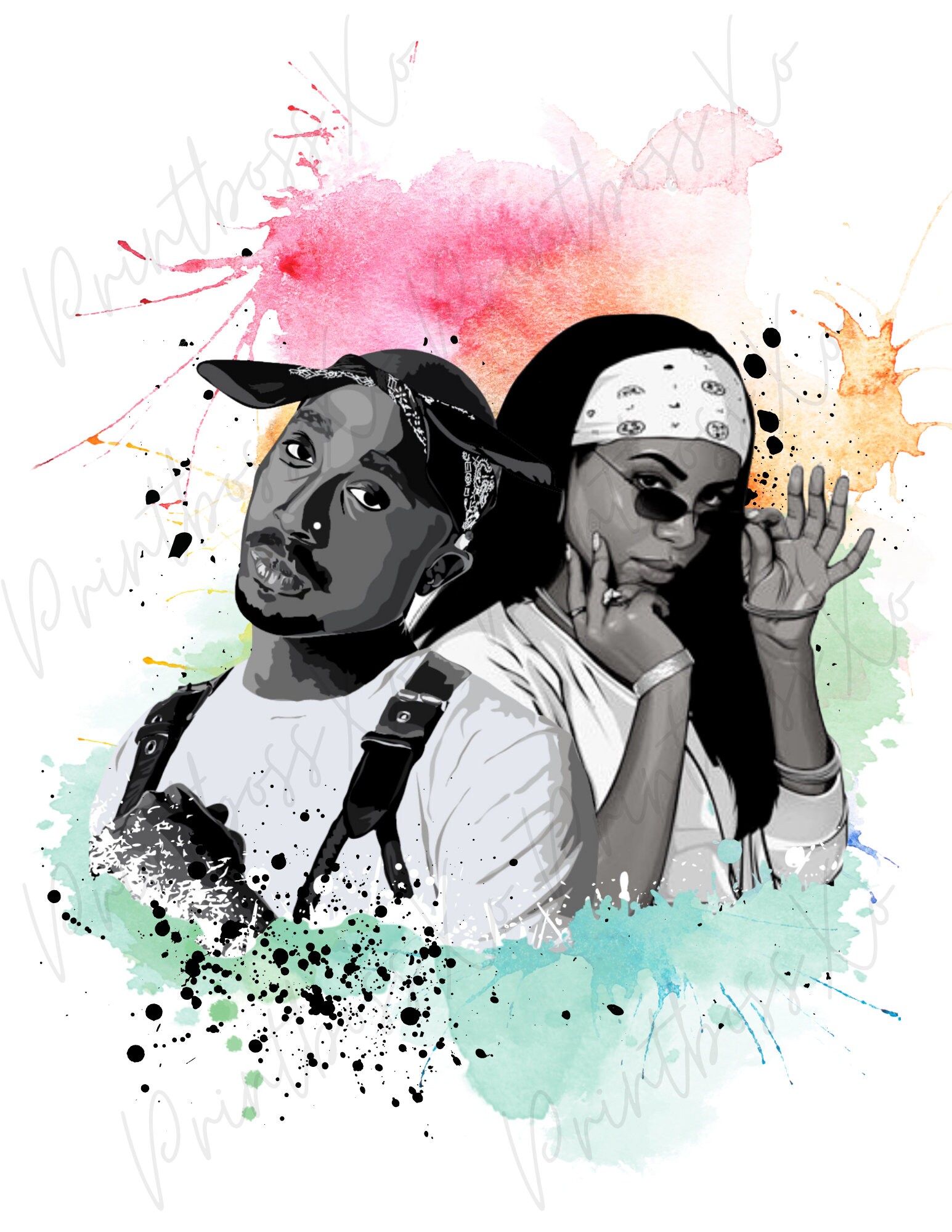 Aaliyah And Tupac Drawing