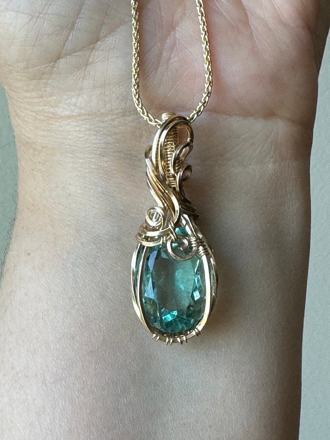 Handmade Teal Fluorite Pendant Necklace: 14k Gold Filled Jewelry - Etsy