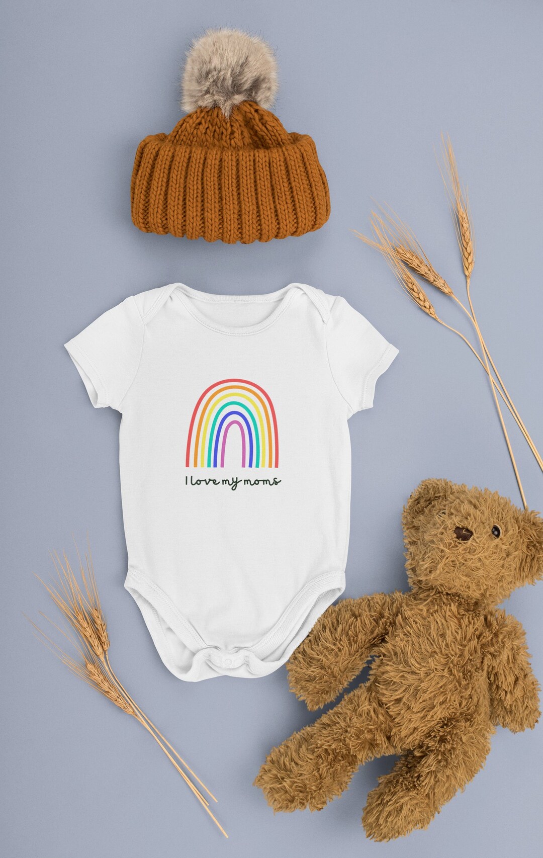 I Love My Moms Baby Shower Baby Shower Gift Fun Baby Bodysuit Rainbow ...