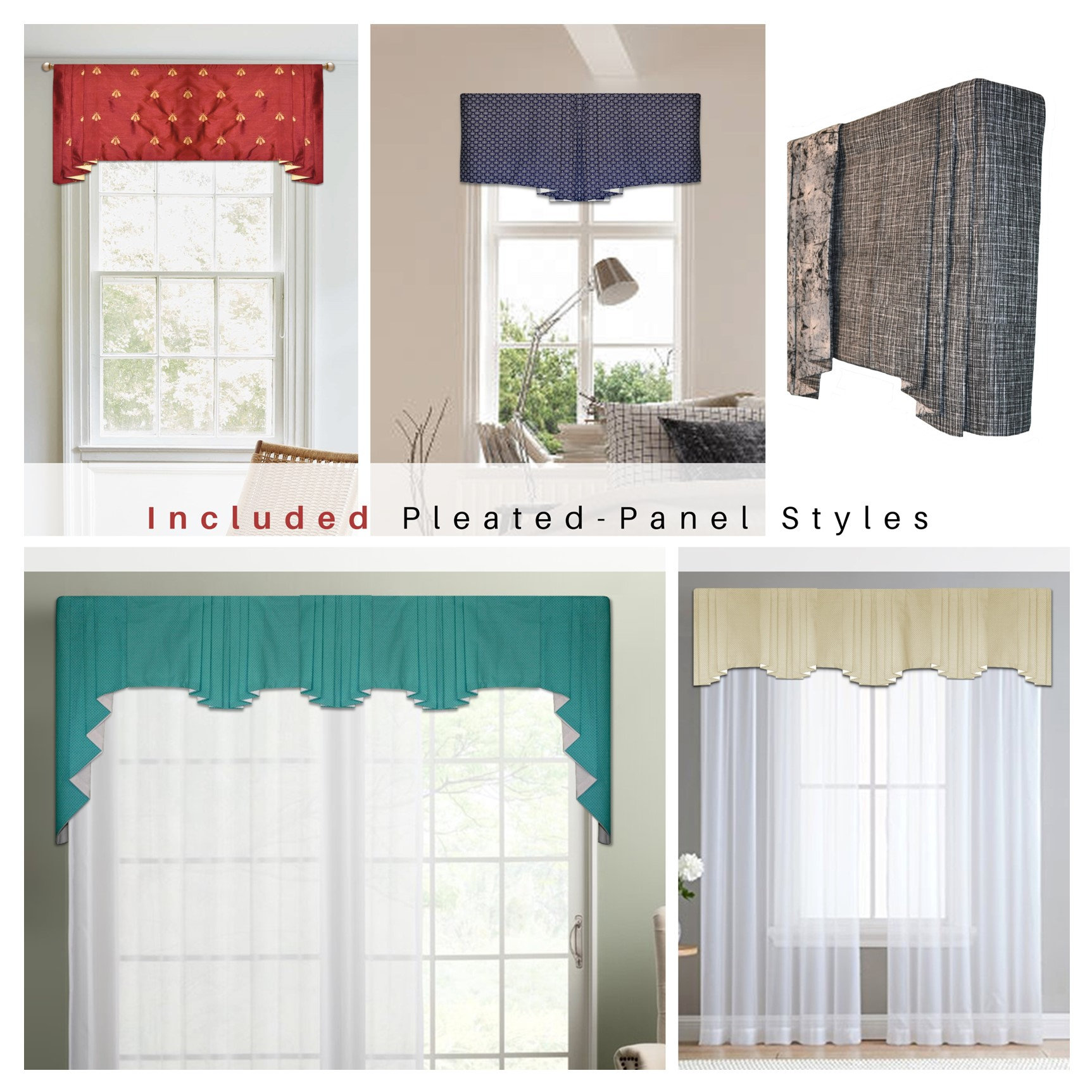 Multi-style No-sew Pleated & Gathered Swag Valance Kit, for No-sew Home ...