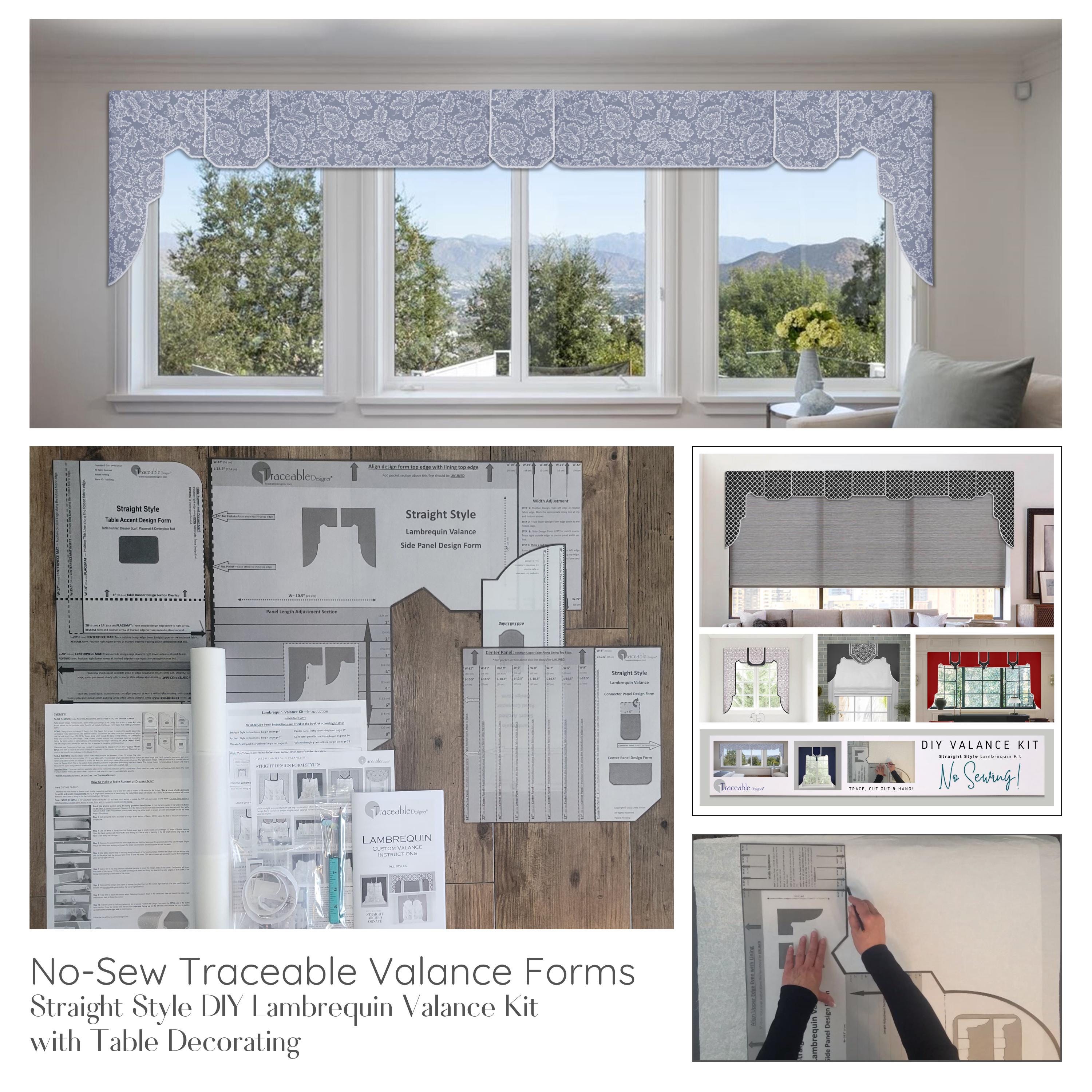 Straight Lambrequin Valance Kit, Sewing Alternative, DIY Curtain Kit ...