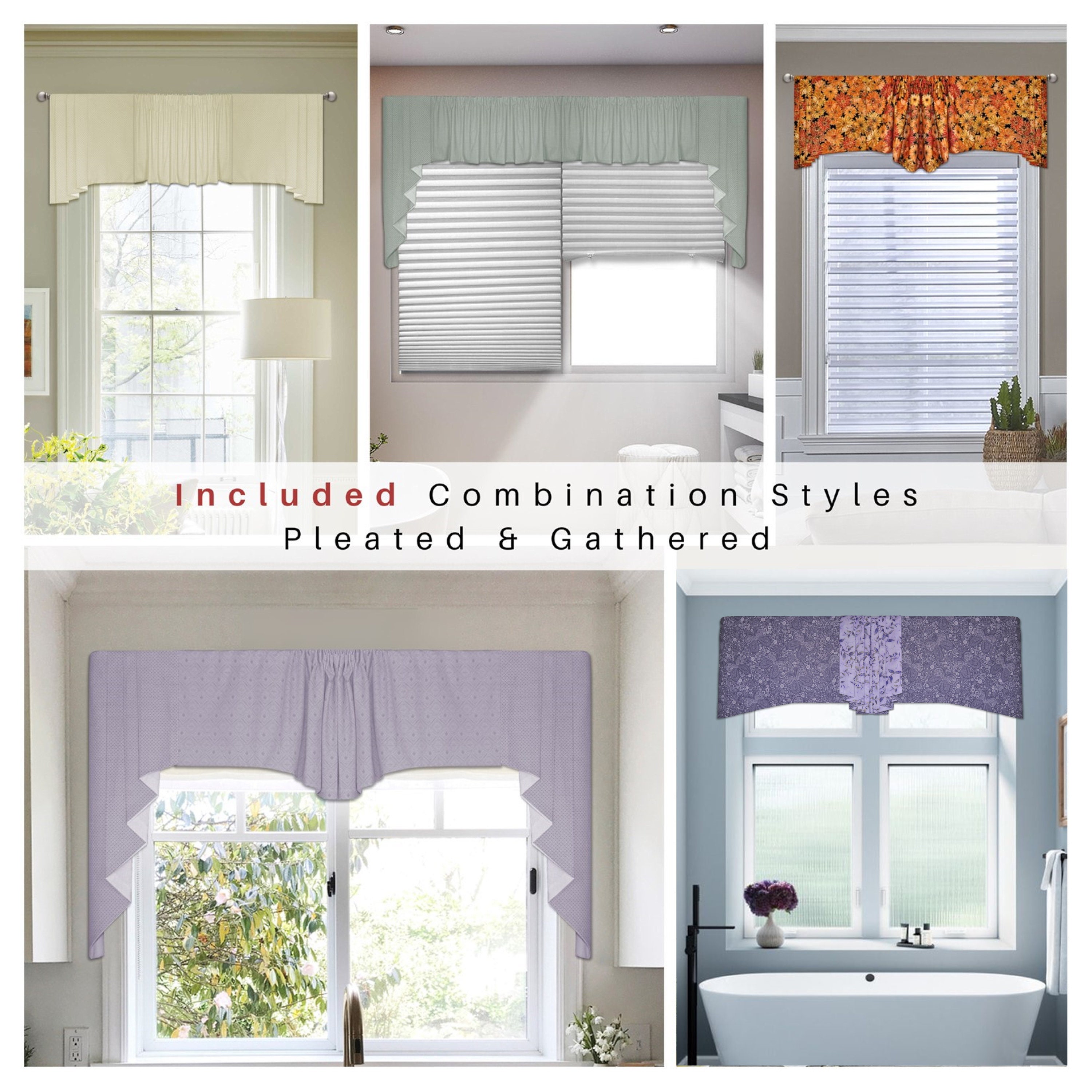 Multi-style No-sew Pleated & Gathered Swag Valance Kit, for No-sew Home ...