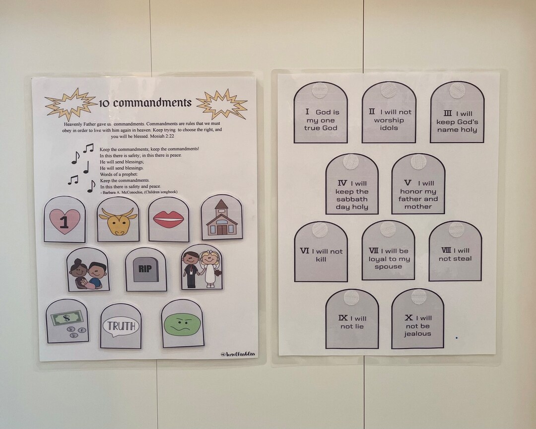 10 Commandments - File Folder Printable - Sunday Fun - Quiet Book - Etsy