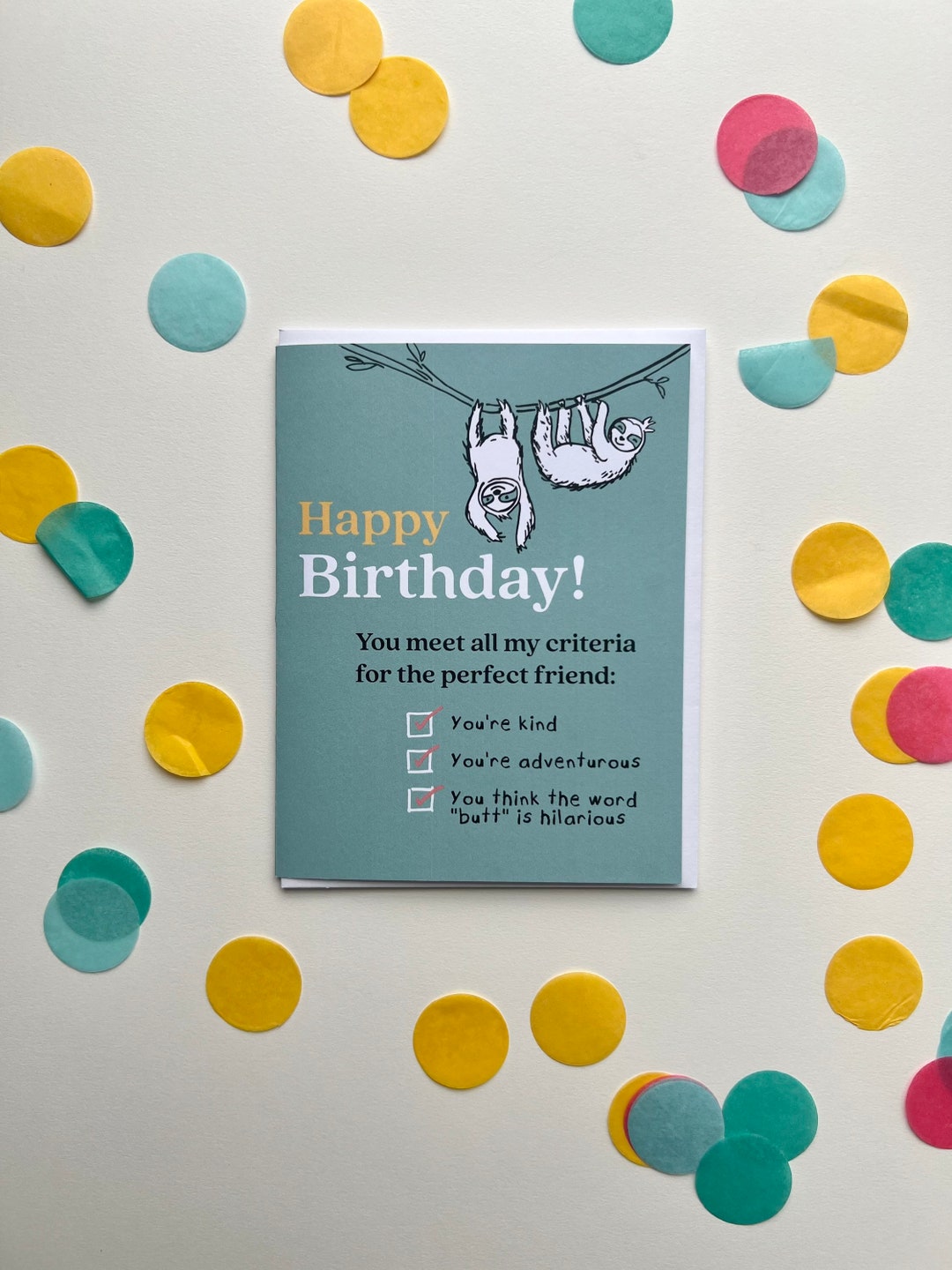 Funny Sloth Birthday Card for Kids | Coloring Card - Etsy