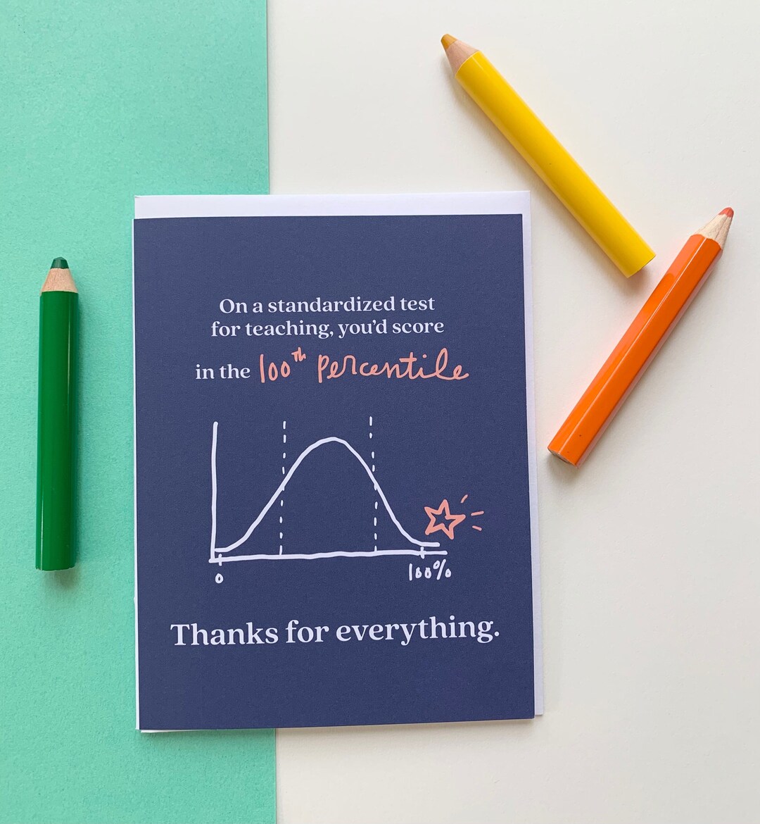 Funny Teacher Thank You Card | 100th Percentile Gift - Etsy