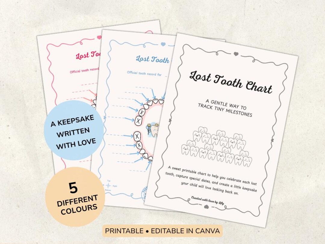 Lost Tooth Chart Printable | First Tooth Keepsake | Tooth Fairy Tracker ...