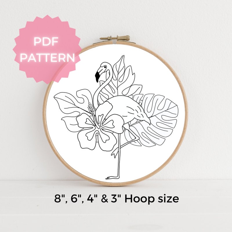 Flamingo Embroidery - Etsy