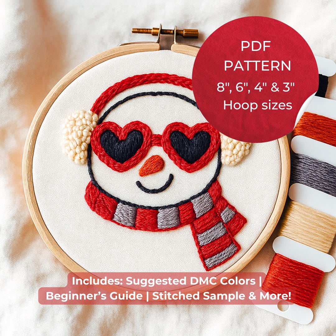 Cute Snowman Embroidery Pattern PDF | Christmas Hand Embroidery Design ...