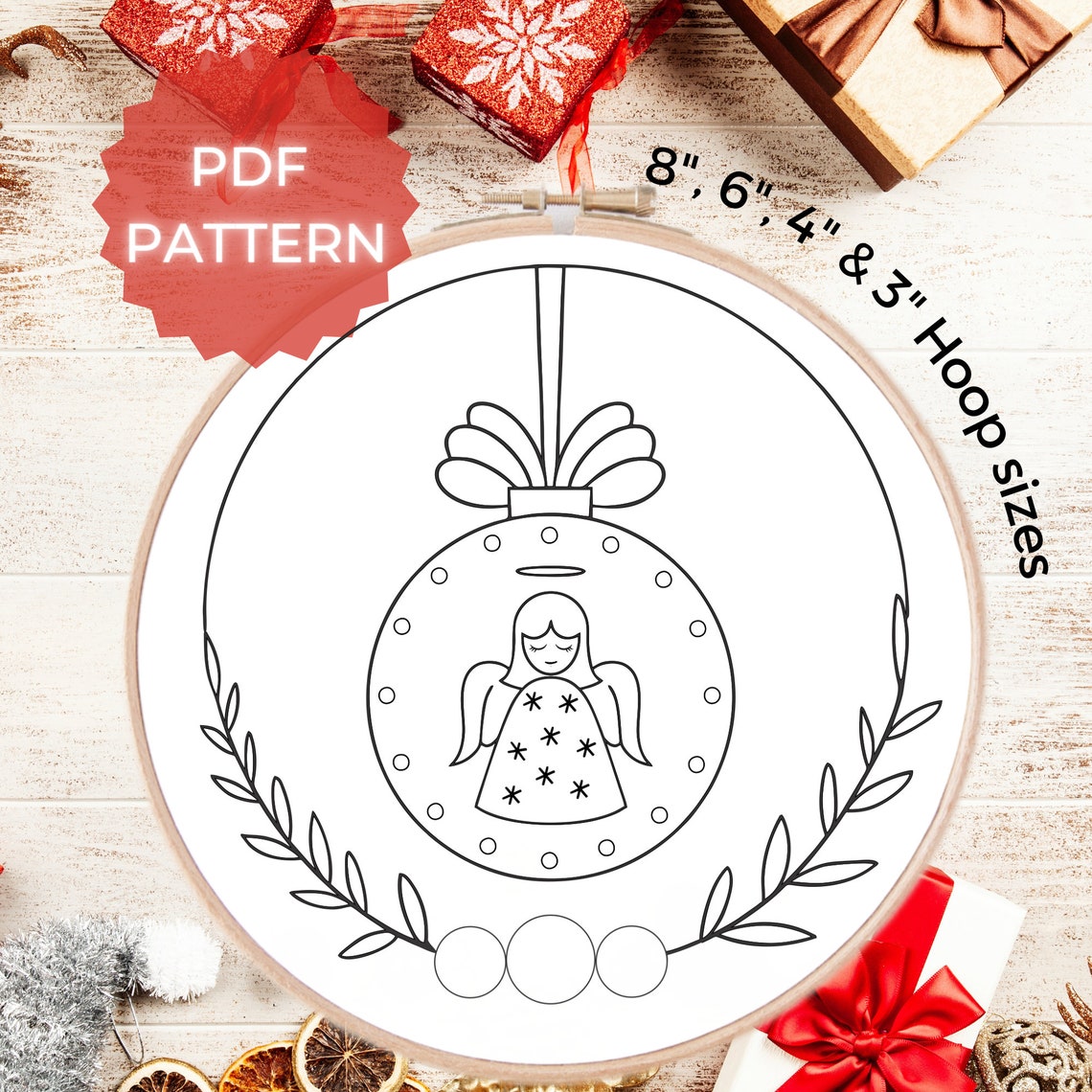 Christmas Angel Hand Embroidery Pattern, PDF Instant Digital Download ...