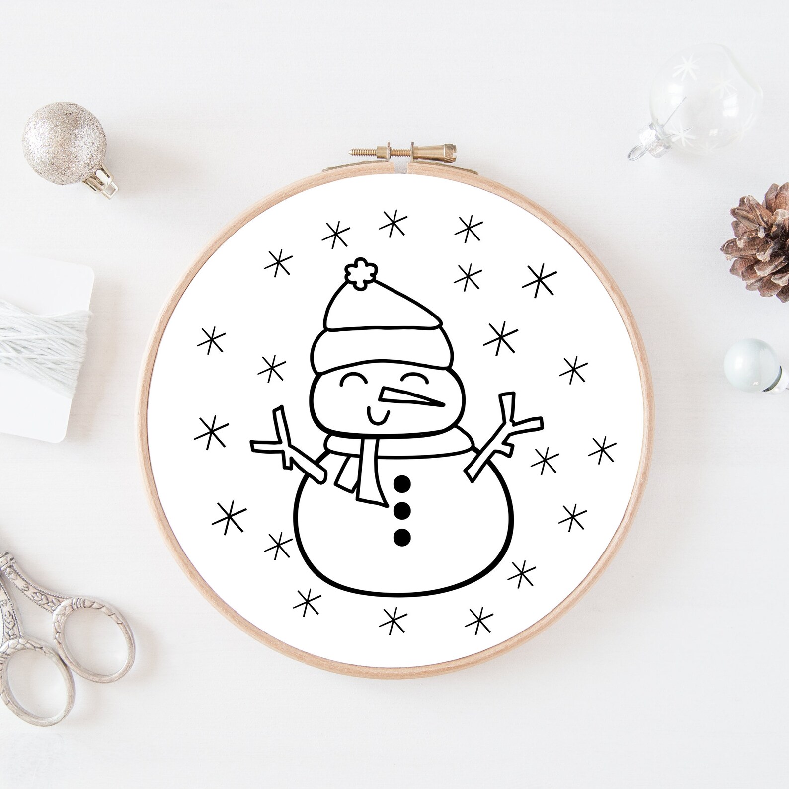 Happy Snowman Hand Embroidery Design & Stitch Guide , PDF Instant ...
