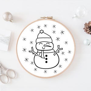 Happy Snowman Hand Embroidery Design & Stitch Guide , PDF Instant ...