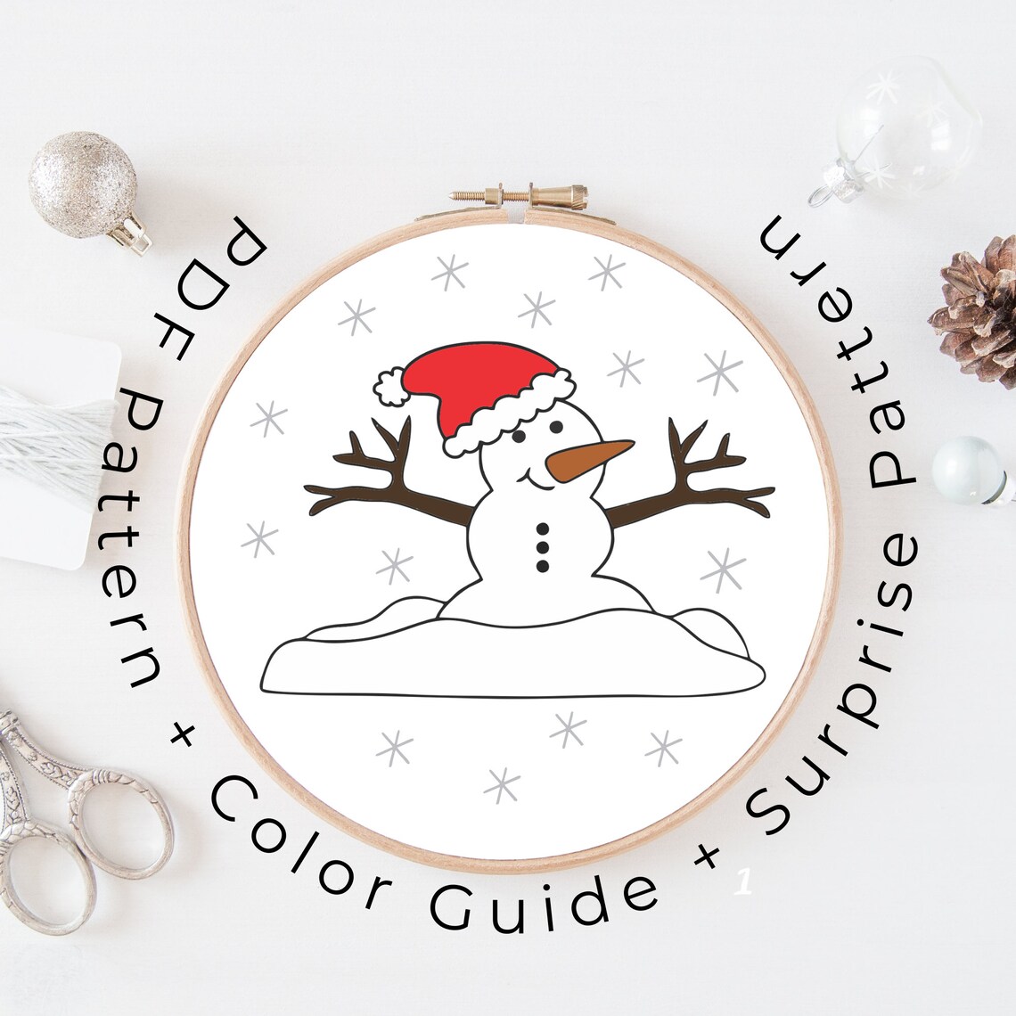 Snowman Hand Embroidery Design DMC Color Guide PDF Instant - Etsy