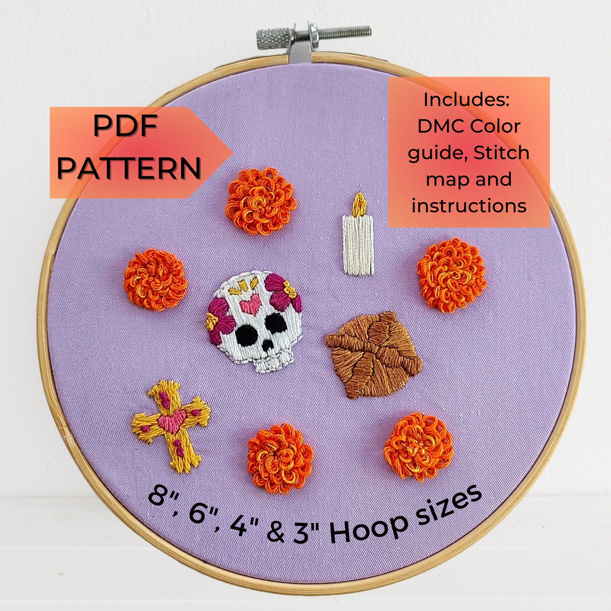 Mexican Ofrenda PDF Embroidery Pattern - Instant Download, Sugar Skull ...