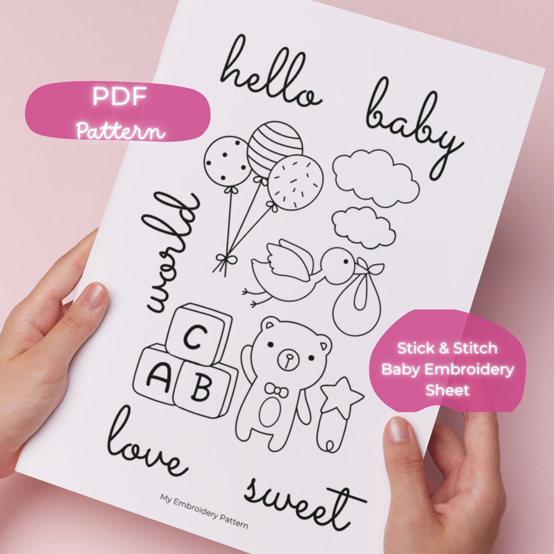 Printable Stick and Stitch Embroidery Designs Baby PDF Pattern - Hand ...