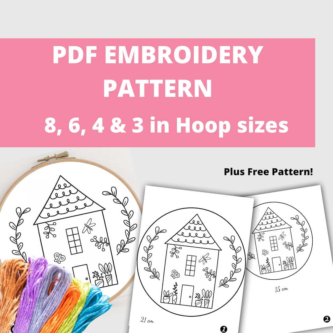 Spring Cottage House Pattern for Hand Embroidery - Instant Download PDF ...