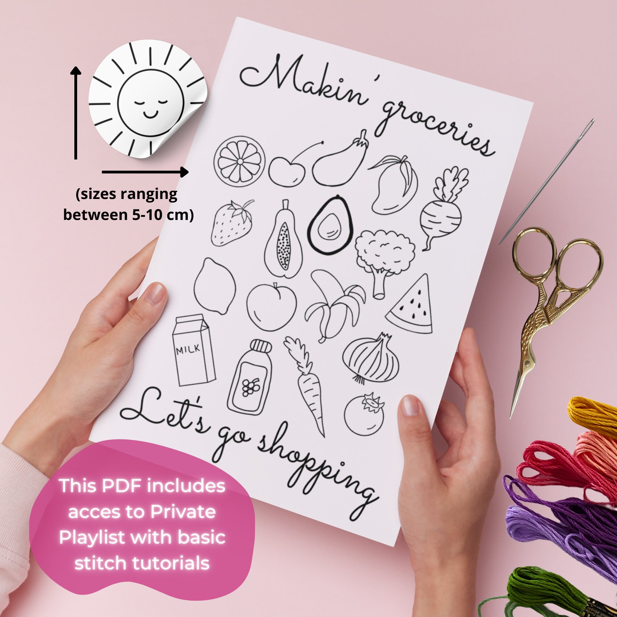 Printable Stick and Stitch Fruits and Veggies Embroidery PDF Pattern ...