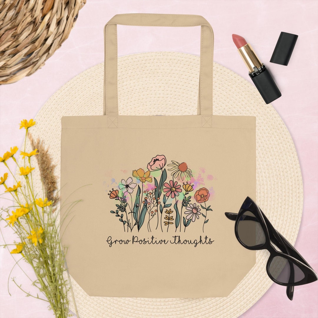 Grow Positive Thoughts Eco Tote, Motivational Eco Tote Bag, Mental ...