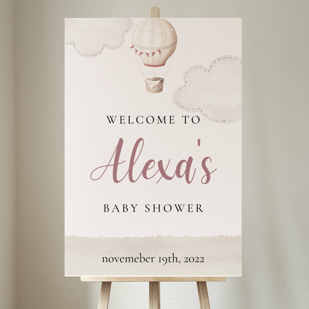 Hot Air Balloon Welcome Sign, Baby Shower Welcome Sign, Gender Neutral ...