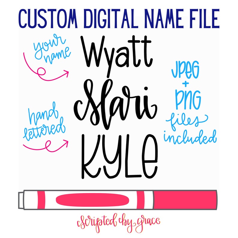 Custom Handlettered Digital Name File, JPEG, PNG - Etsy