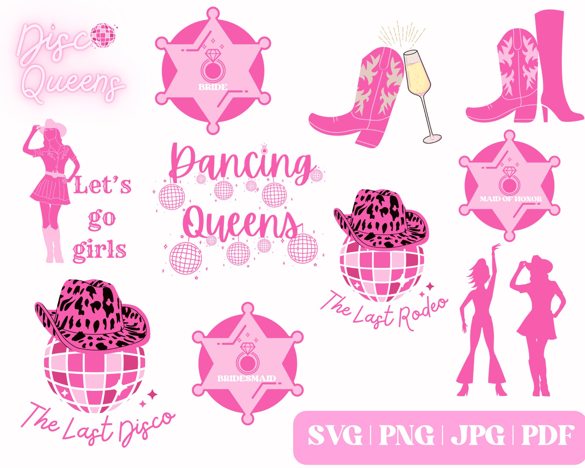 Disco Cowgirl Bachelorette Party Svg Etsy