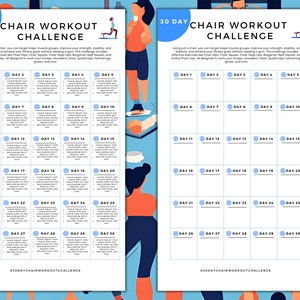 30 Day Chair Workout Challenge Printable | Home Workout | 10 Minute ...