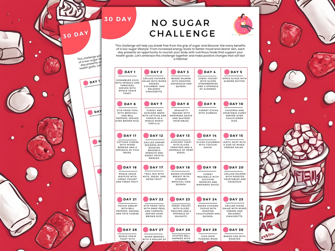 30 Day No Sugar Challenge Printable | Sugar Free | Avoid Sugar | No ...