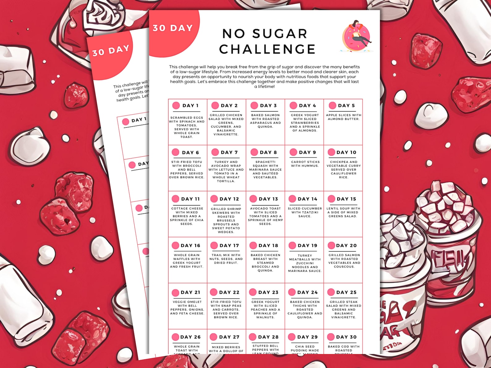 30 Day No Sugar Challenge Printable | Sugar Free | Avoid Sugar | No ...