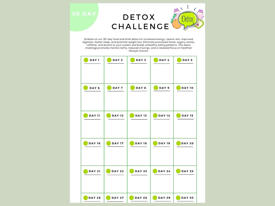 30 Day Detox Challenge Printable | Natural Detox | Detox Cleanse ...