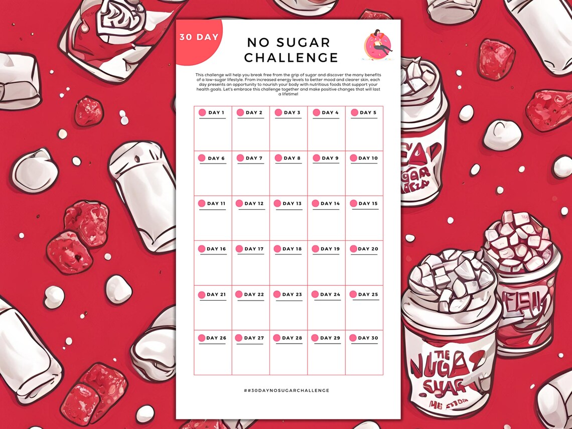 30 Day No Sugar Challenge Printable | Sugar Free | Avoid Sugar | No ...