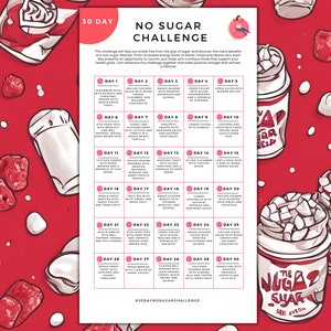 30 Day No Sugar Challenge Printable | Sugar Free | Avoid Sugar | No ...