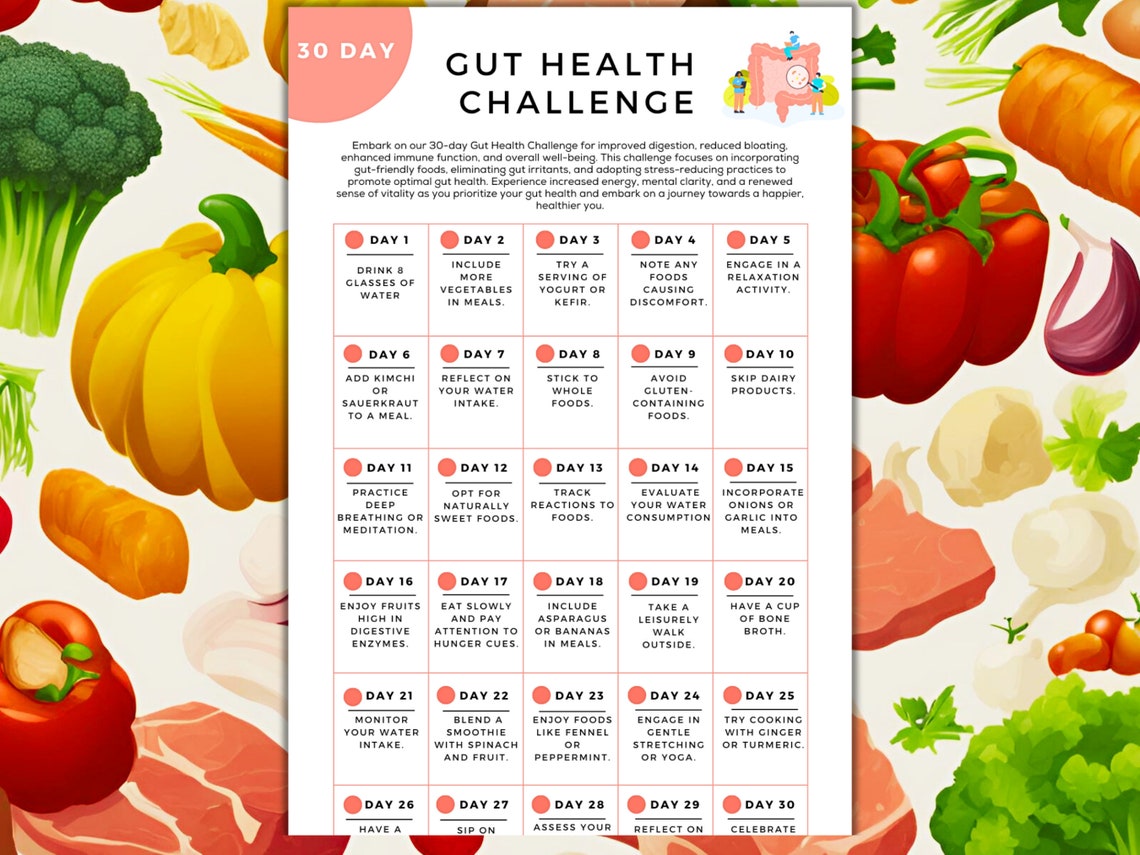 30 Day Gut Health Challenge Printable | Gut Health Diet | Gut Health ...