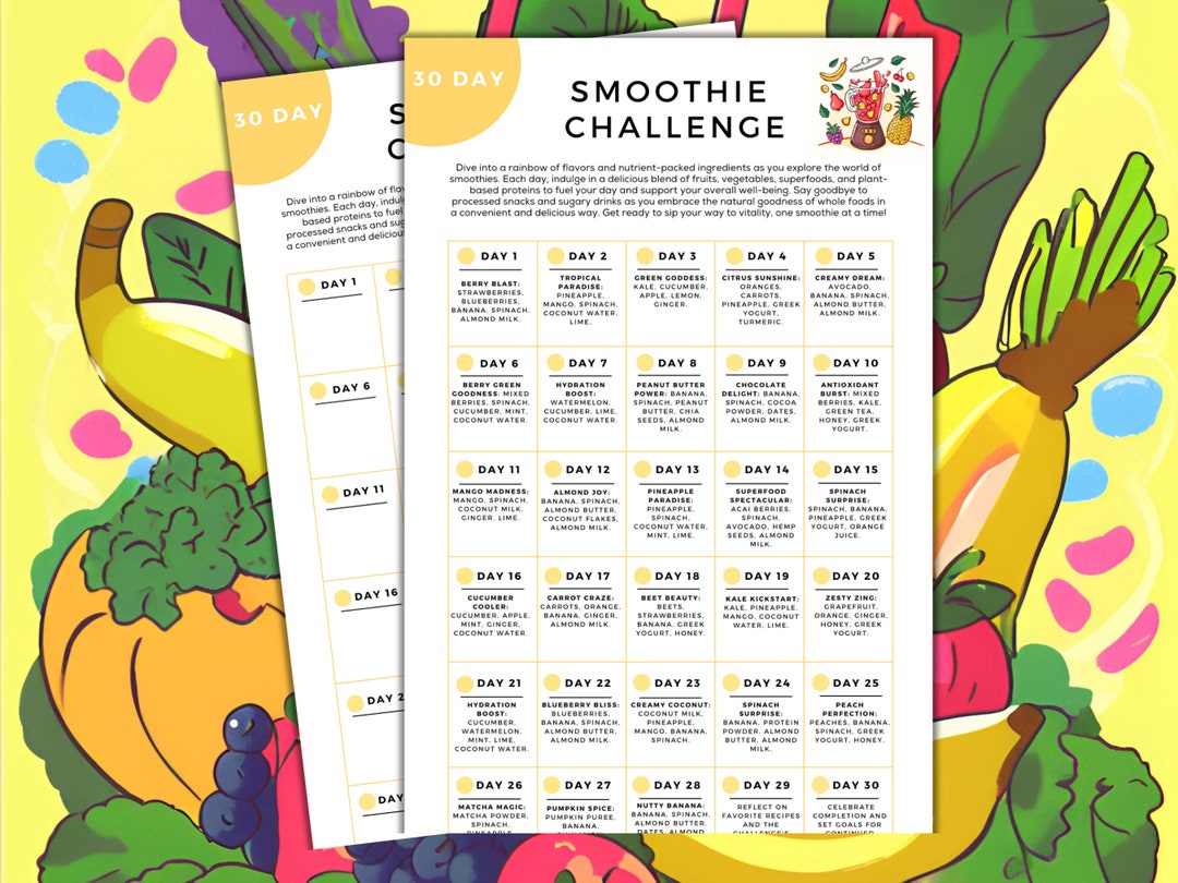 30 Day Smoothie Challenge Printable | Smoothie Recipe | Healthy ...