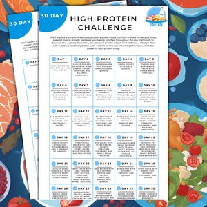 30 Day High Protein Challenge Printable | High Protein Food List | High ...