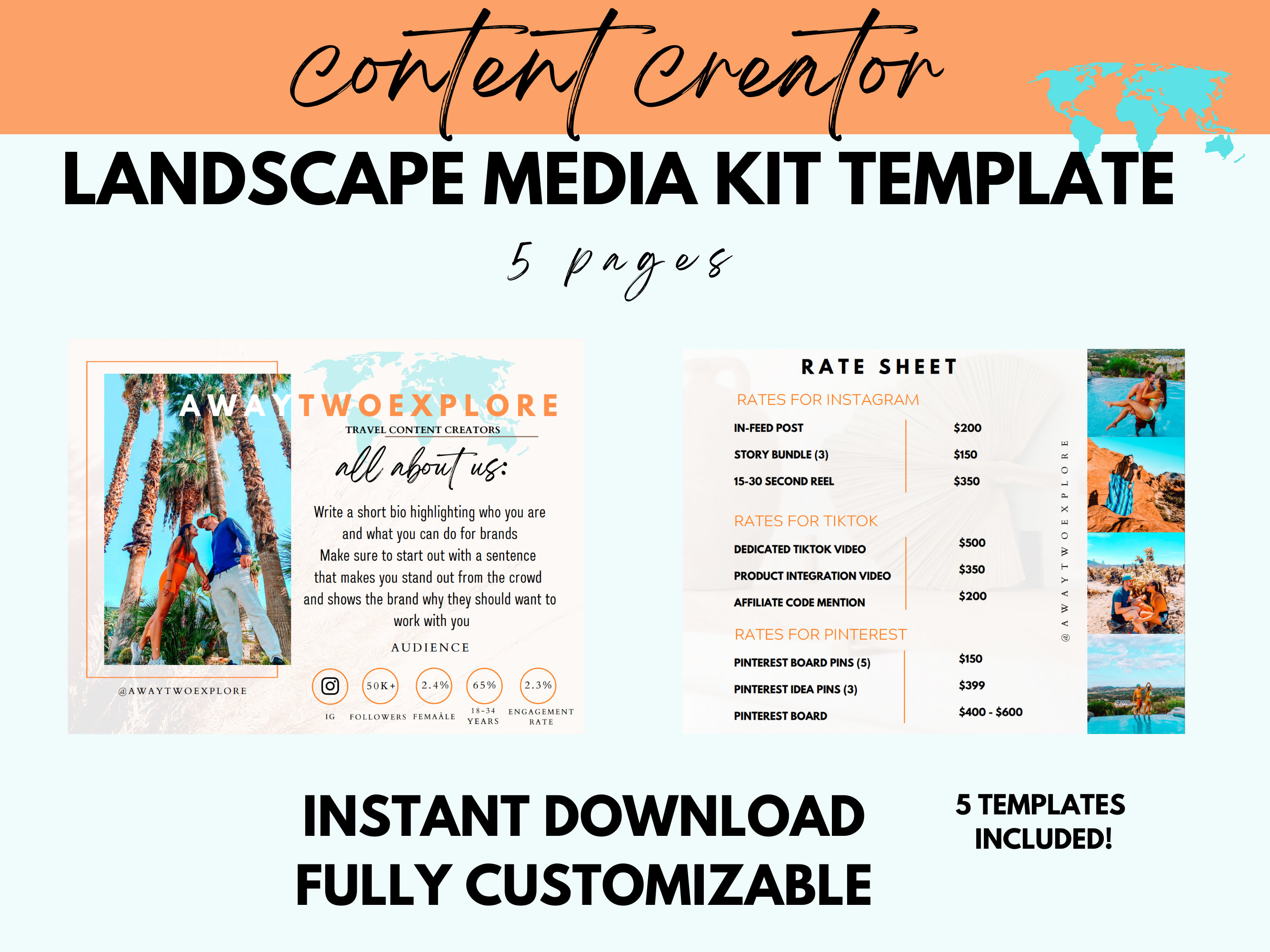 Ultimate UGC Portfolio Template for Travel Influencers | Canva Media ...