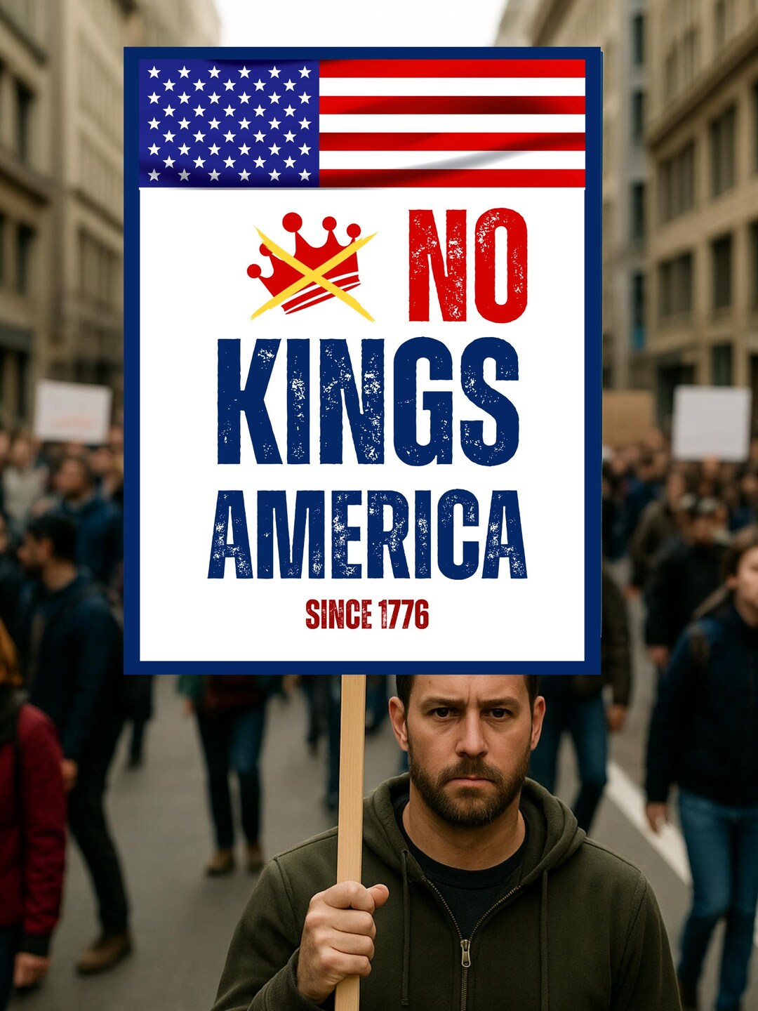No Kings Protest Sign, Protect Democracy, Anti Trump Sign, Political ...