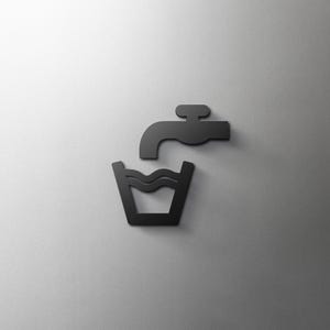 Drinking Water Sign - 3mm Acrylic Sign, 3D, Toilet, Modern, Minimal ...