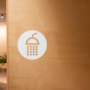 Shower Bathroom Sign - 3mm Acrylic Restroom, Salon, 3D, Toilet, Modern ...