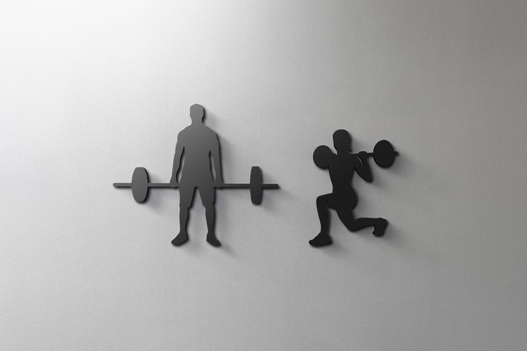 Powerlifting Gym Symbol Sign - Acrylic Restroom, Gain, 3D, Workout ...