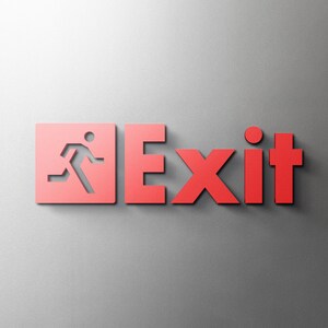 Exit Symbol Sign - 3mm Acrylic Laser-cut, 3D, Home, Studio, Lounge ...