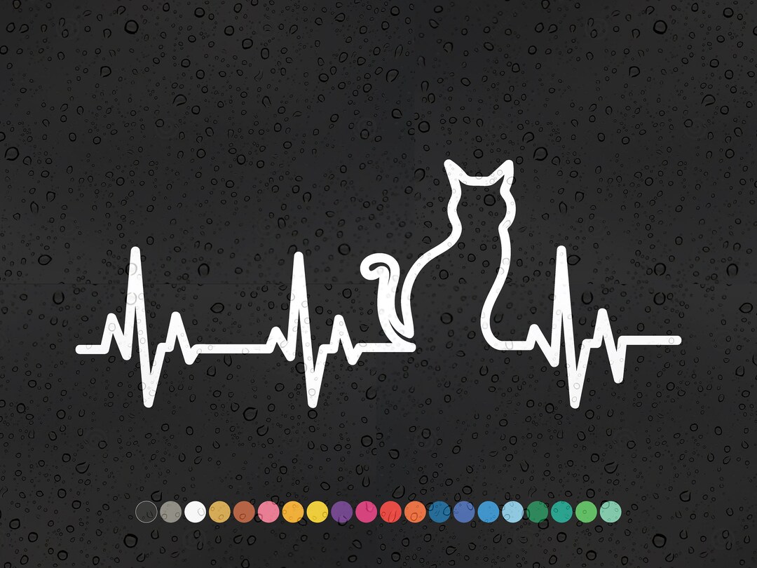Cat Heartbeat - Sticker Decal Car Window Vinyl Laptop Skateboard Animal ...