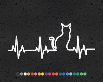 Cat Heart Vinyl Decal - Etsy