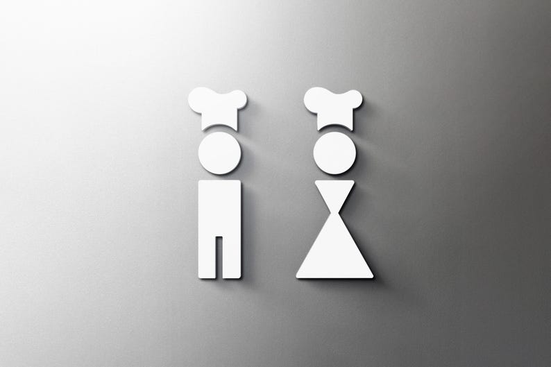Kitchen Pictogram With Male / Female Chef Symbol - 3mm Acrylic Sign, 3D ...