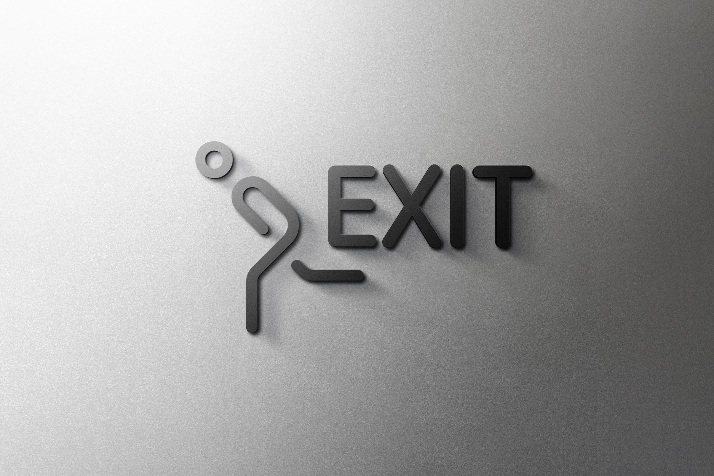 Exit Sign - 3mm Acrylic Sign, 3D, Toilet, Modern, Minimal, Restaurant ...