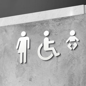Gender Neutral, Disabled and Baby Bathroom Sign - 3mm Acrylic Restroom ...
