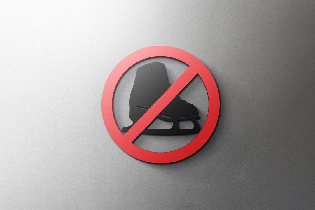 No Ice-skate Sign - 3mm Acrylic, Prohibition Signs, 3D, Ice Ski, Modern ...