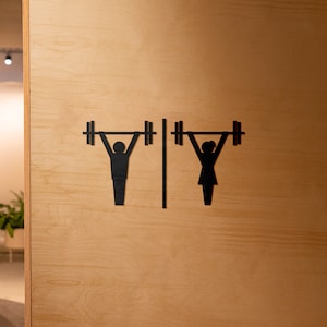 Male and Female Gym Bathroom Sign - 3mm Acrylic Restroom, 3D, Toilet ...